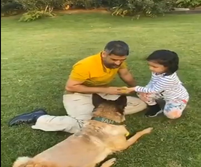 MS Dhoni's dog disobeys him but follow wife Sakshi's command obediently ...