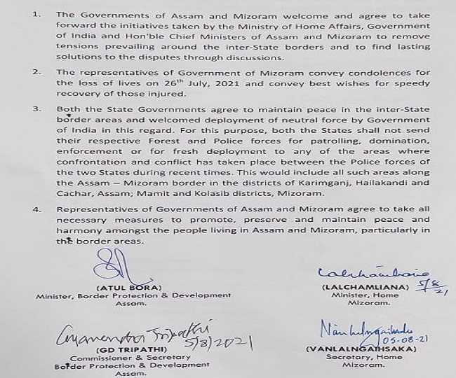 Assam Mizoram Hold Talks On Border Dispute Agree To Revoke Travel