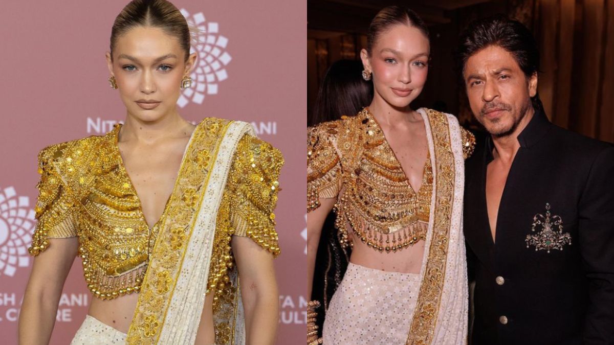 Gigi Hadid Hails Abujani Sandeep Khosla For NMACC Chikankari Saree ...