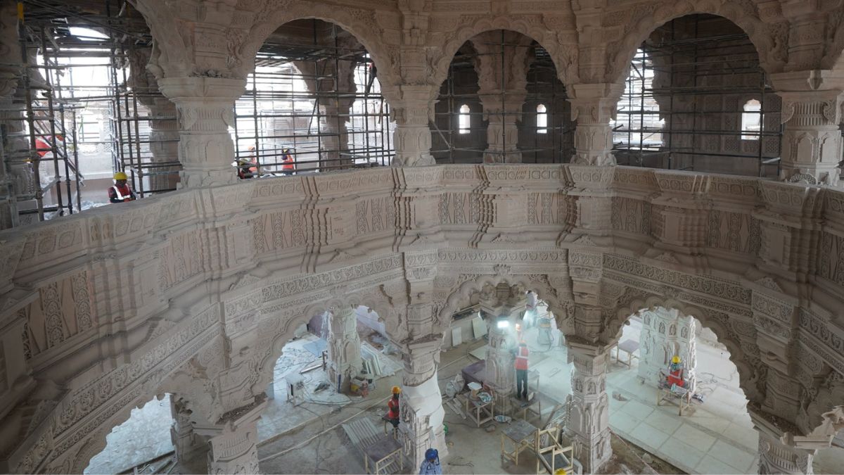 Ayodhya Trust Shares Pictures Of First Floor Of Ram Janmabhoomi Temple As Consecration Ceremony ...