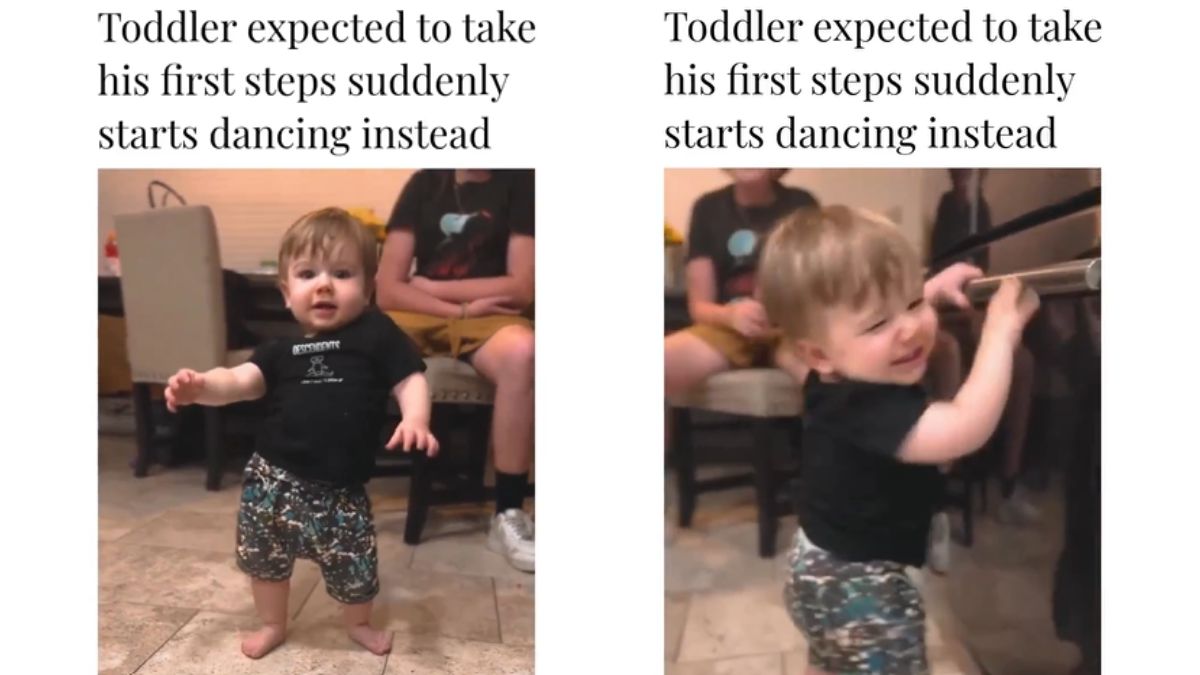 Toddler Begins Dancing As He Takes His First Steps; Watch This Viral Video