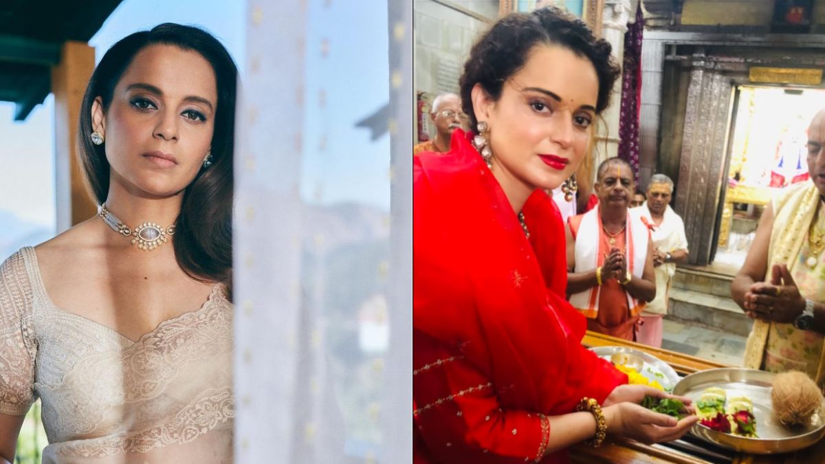 Kangana Ranaut Decks Up In Red Saree To Seek Blessings At A Temple; See Pic Kangana Ranaut Decks Up In Red Saree To Seek Blessings At A Temple; See Pic