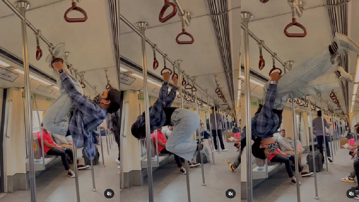 Video Of Girl Doing Callisthenics Inside Delhi Metro Goes Viral | Watch ...