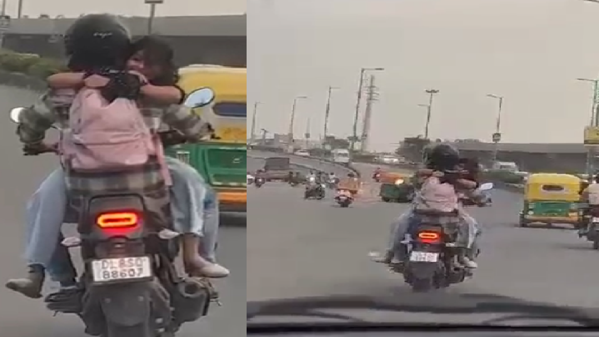 Couple's PDA Moment On Bike On Delhi Highway Goes Viral; Traffic Police React | Watch