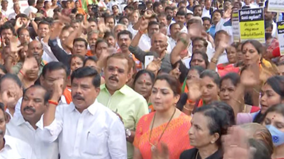 BJP Protests Against DMK Govt In Chennai, Alleges 'Fake Cases' Against ... BJP Protests Against DMK Govt In Chennai, Alleges 'Fake Cases' Against ...