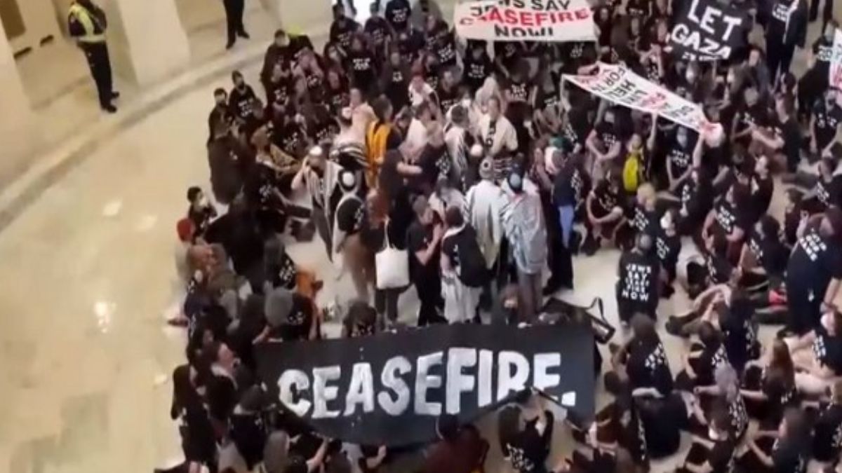 Demonstrators Gather At US Capitol Urging Ceasefire In Gaza, Nearly 300 ...