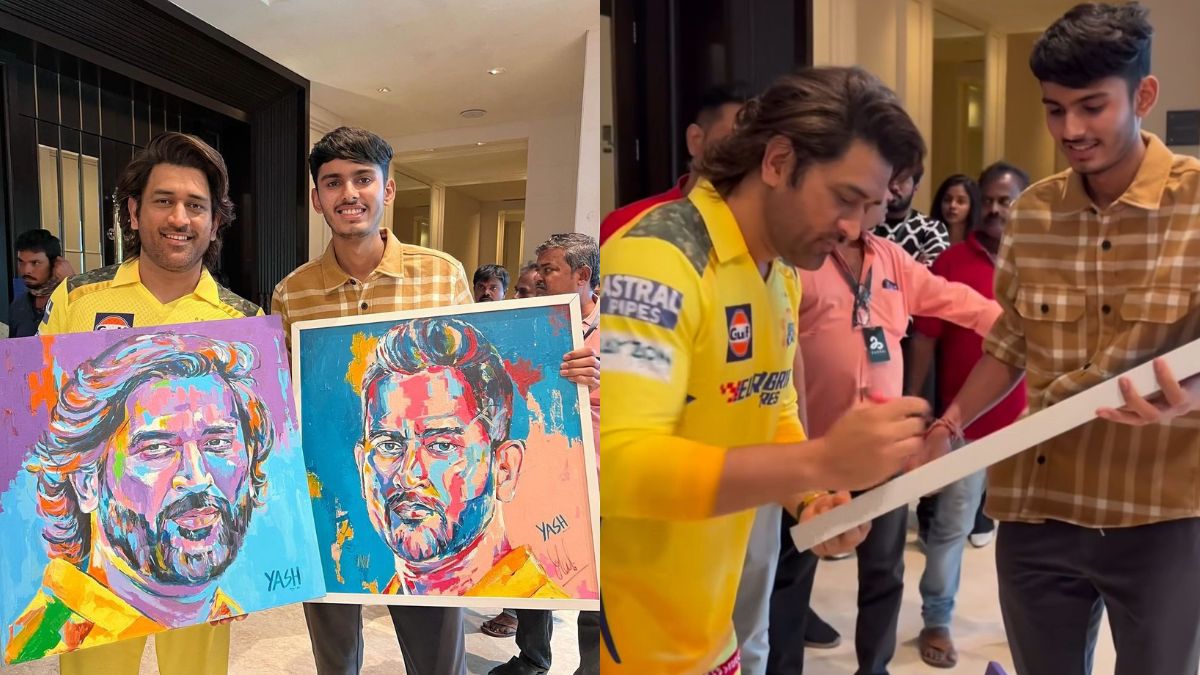 IPL 2024: MS Dhoni Signs His Portrait Made By Fan In Heartwarming ...