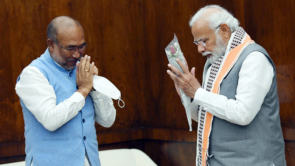 PM Modi Meets Manipur CM Biren Singh For First Time In 18 Months Since Outbreak Of Ethnic Unrest