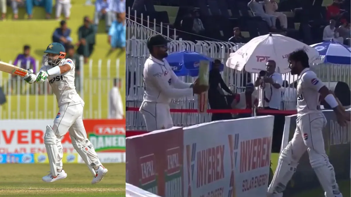 PAK vs BAN 1st Test: Mohammad Rizwan Throws His Bat Towards Babar Azam ...
