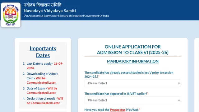 JNVST Class 6 Admission 2025: Navodaya Registration Last Date Extended Till September 23; Know ...