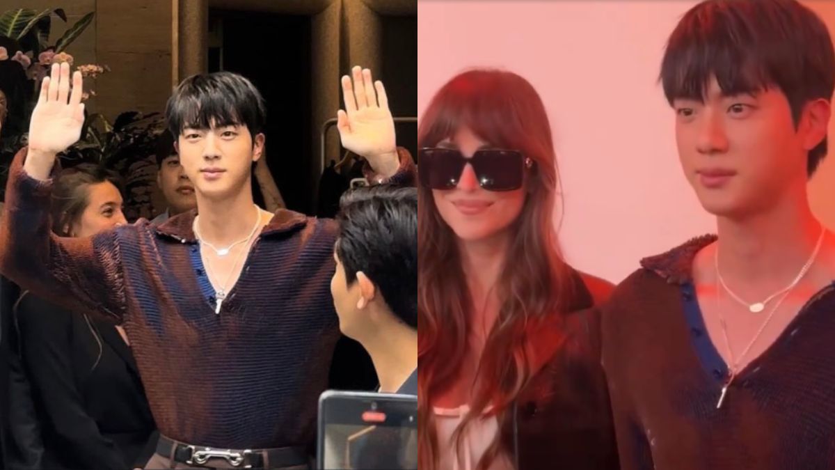 BTS Jin Walks Red Carpet At Gucci SS25 Milan Fashion Week Show; Poses ...