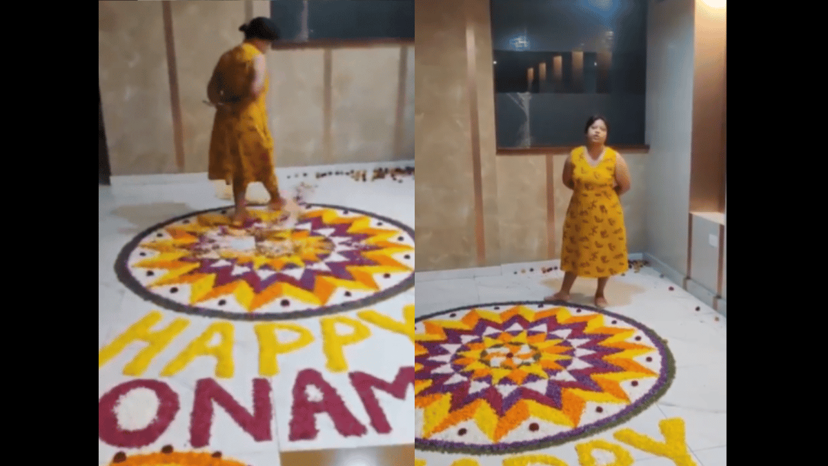 Viral Video Shows Bengaluru Woman Ruining Flower Rangoli Made By ...