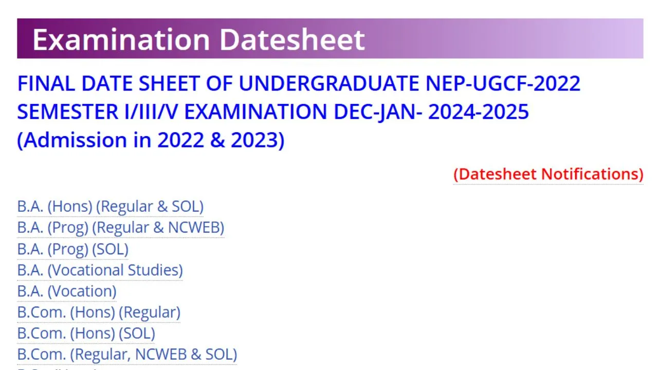 DU SOL Exam Date Sheet 2025 Released At exam.du.ac.in; Download Subject ... DU SOL Exam Date Sheet 2025 Released At exam.du.ac.in; Download Subject ...