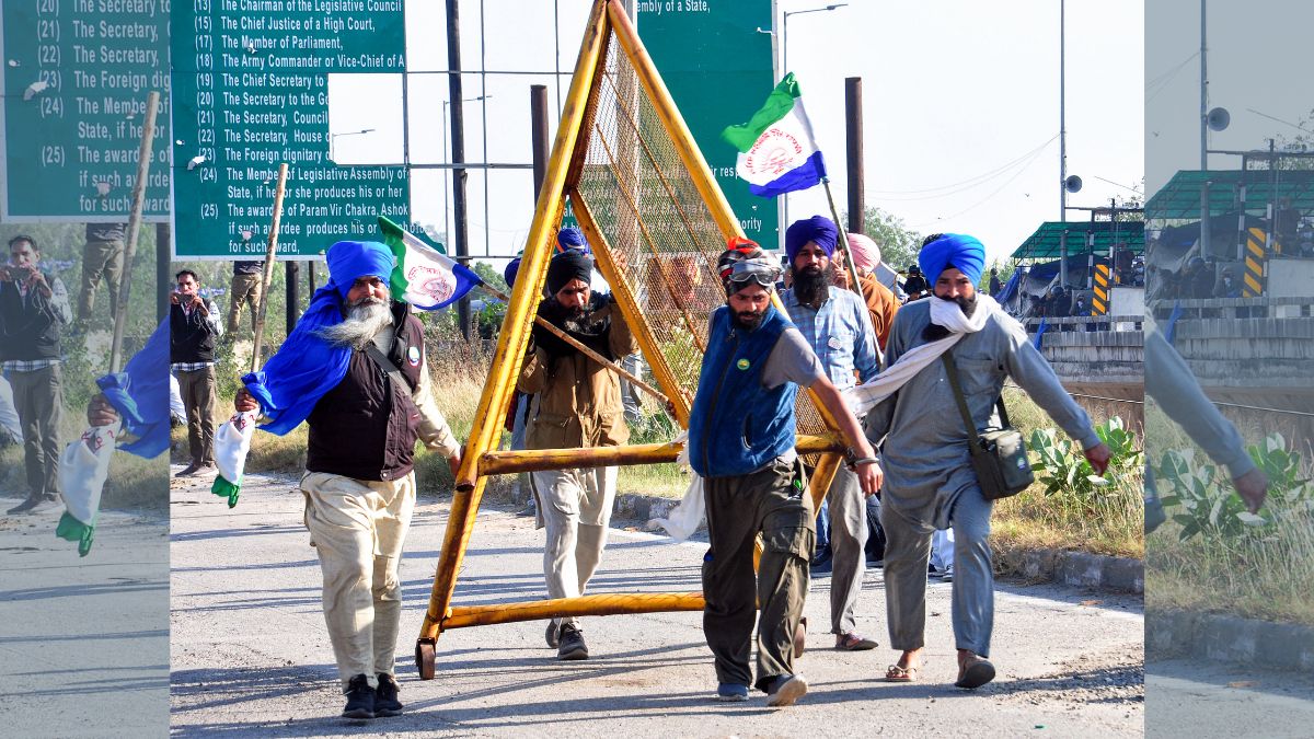 Farm Protest Farmers Attempt To Breach Shambhu Border Police Use Tear