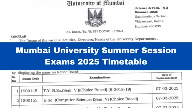Mumbai University Exam Time Table Released For Summer Session 2025 ...