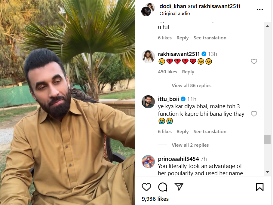 Pakistani Actor Dodi Khan Refuses To Marry Rakhi Sawant, Promises To ...