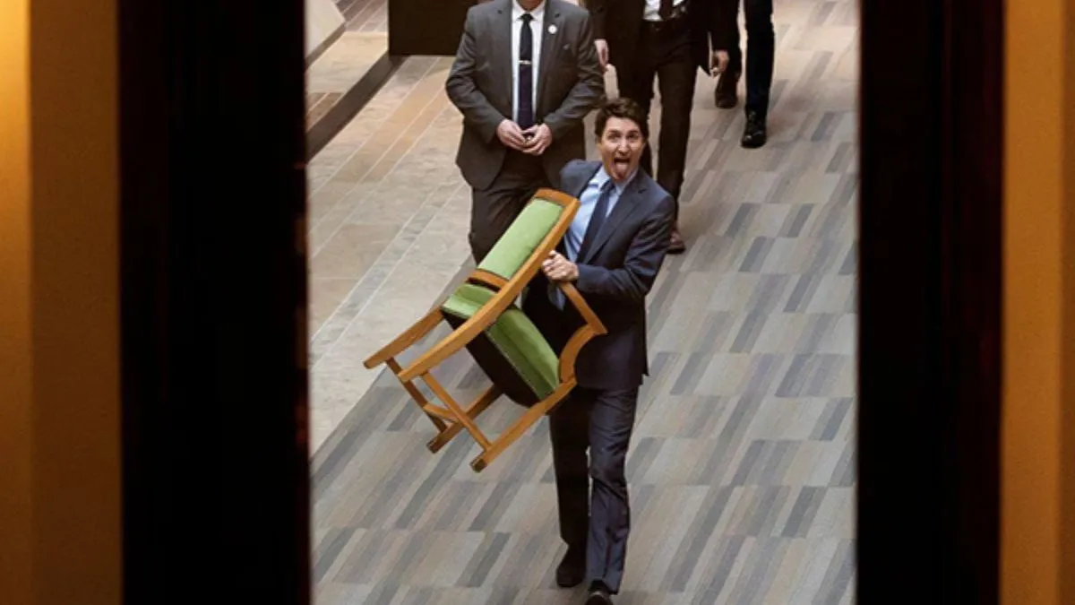Canada: Justin Trudeau's 'Weird Photo' With A Chair And Tongue Out ...