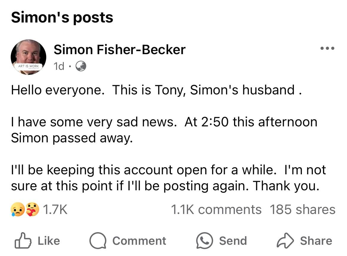 Simon Fisher-Becker, Harry Potter And Doctor Who Actor, Passes Away At 63