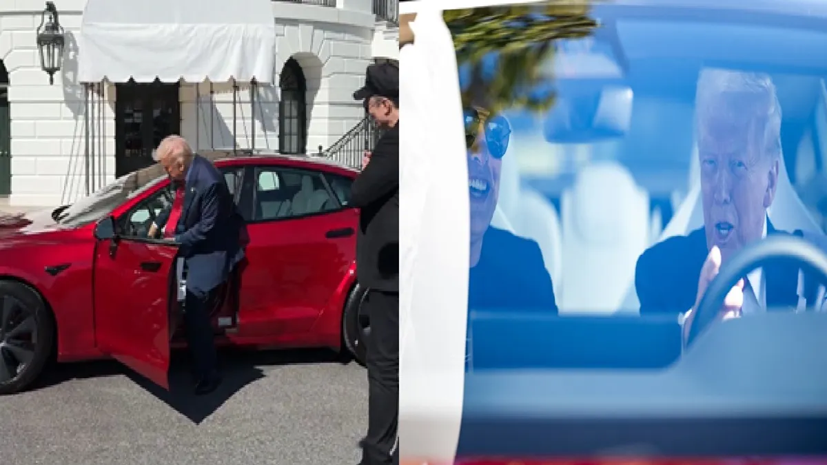 Donald Trump Buys Tesla Car, Sits On Driver Seat With Elon Musk By His ...