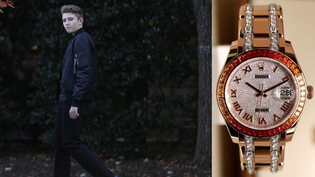 Barron Trump Spotted Wearing Luxe Gold Rolex 'Daytona' Watch; Guess Its ...