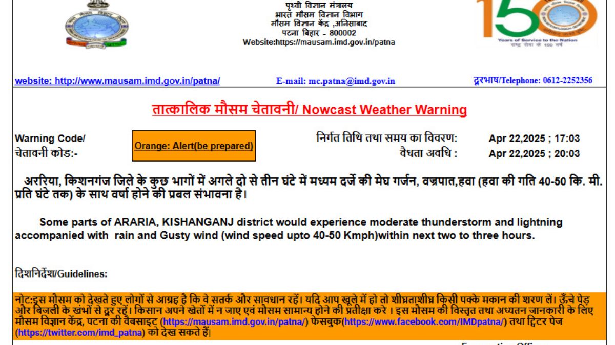 Bihar Weather: Rain, Thunderstorms Expected In 4 Districts Within Next ...