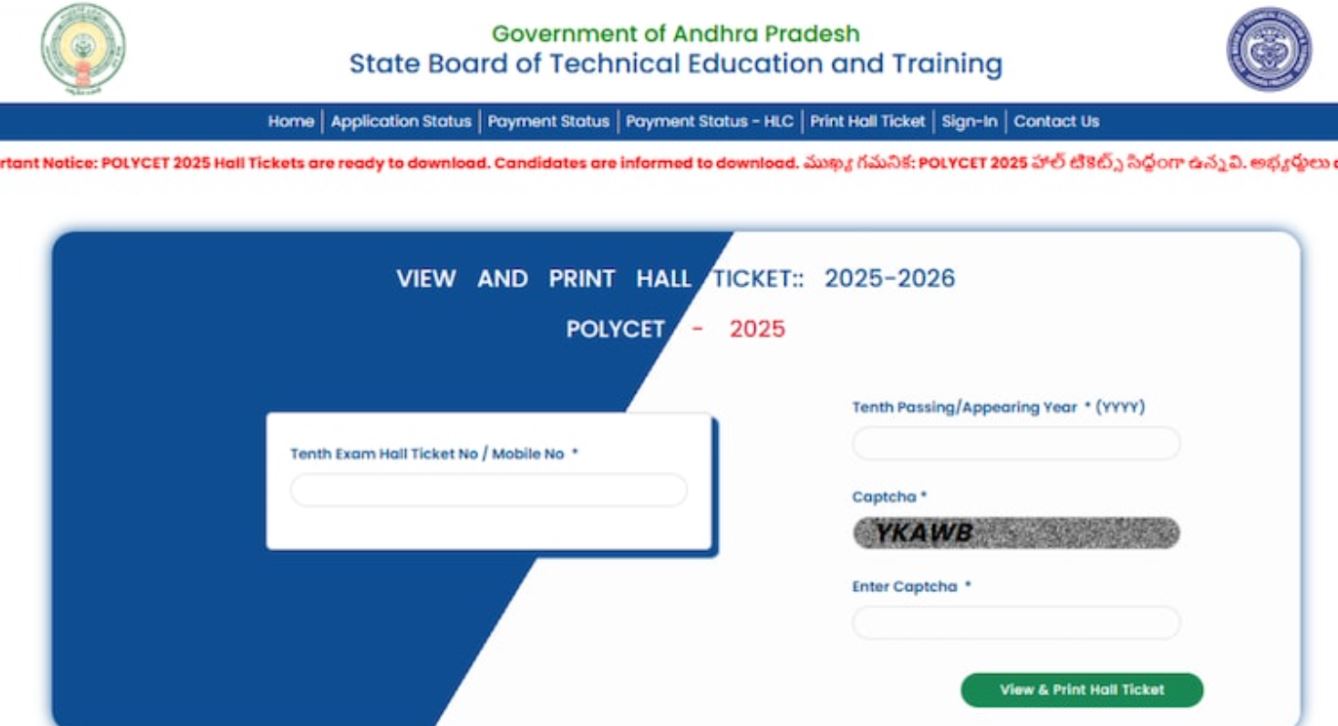 AP POLYCET 2025 Hall Ticket Released: Download Admit Card At polycetap ...