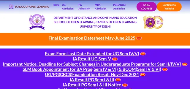 DU SOL Results 2025: Delhi University SOL Result Announced At sol.du.ac ...