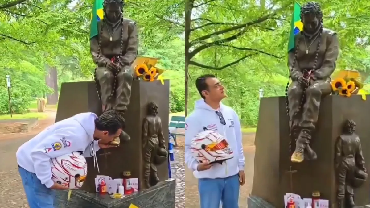 Ajith Kumar Kisses Feet Of Late F1 World Champion Ayrton Senna’s Statue ...