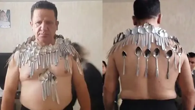 'Human Magnet' Man Balances 96 Spoons On His Body, Breaks Own Guinness ...