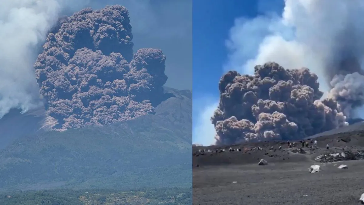 Mount Etna Erupts With Massive Ash, Forcing Tourists To Flee Down Volcano Slopes In Sicily ...