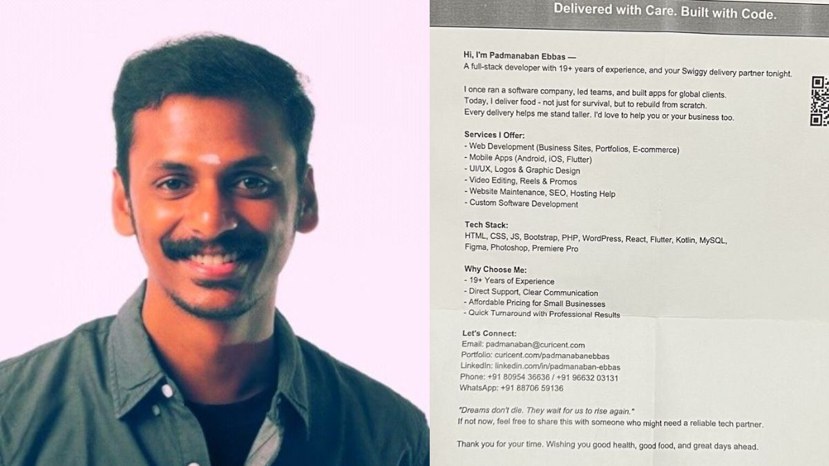 Meet Padmanaban, Full-Stack Developer Turned Swiggy Delivery Agent After 19 Years In Tech