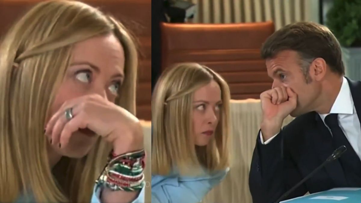 Italy's Meloni Rolls Eyes As Macron Whispers During G7 Summit Steals ...