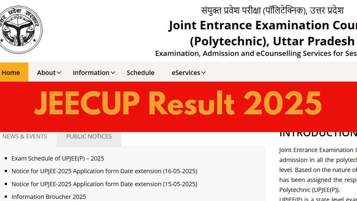 JEECUP Result 2025: UPJEE Polytechnic Scores To Be Announced Today At jeecup.admissions.nic.in ...