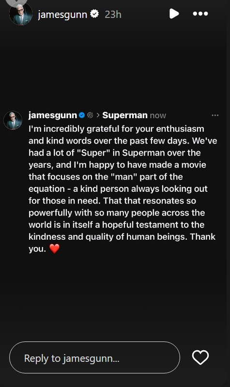 Superman Director James Gunn Is 'Incredibly Grateful' For DC Movie's Triumphant Box Office ...