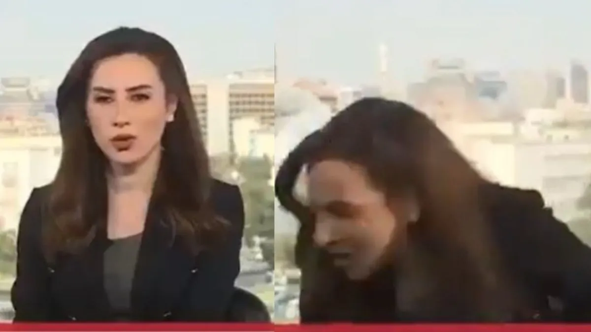 Syrian Anchor Runs For Cover As Israeli Strike Hits Damascus During ...