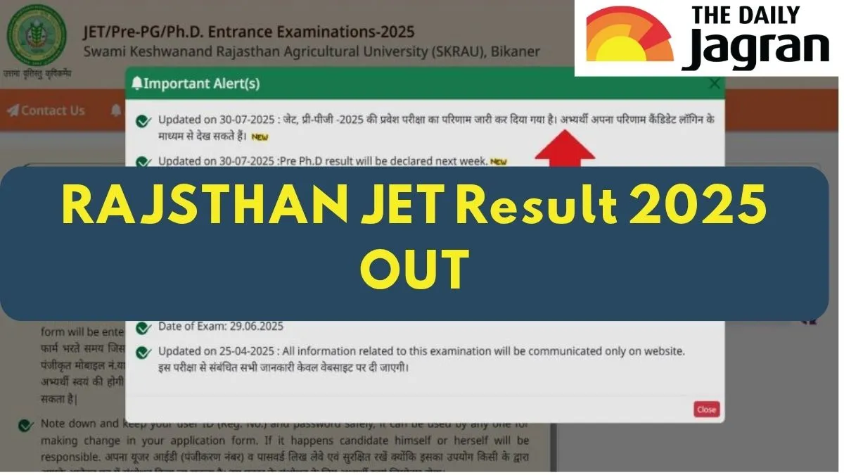 Rajasthan JET Result 2025: JET, Pre PG, Ph.D Results Declared At ...