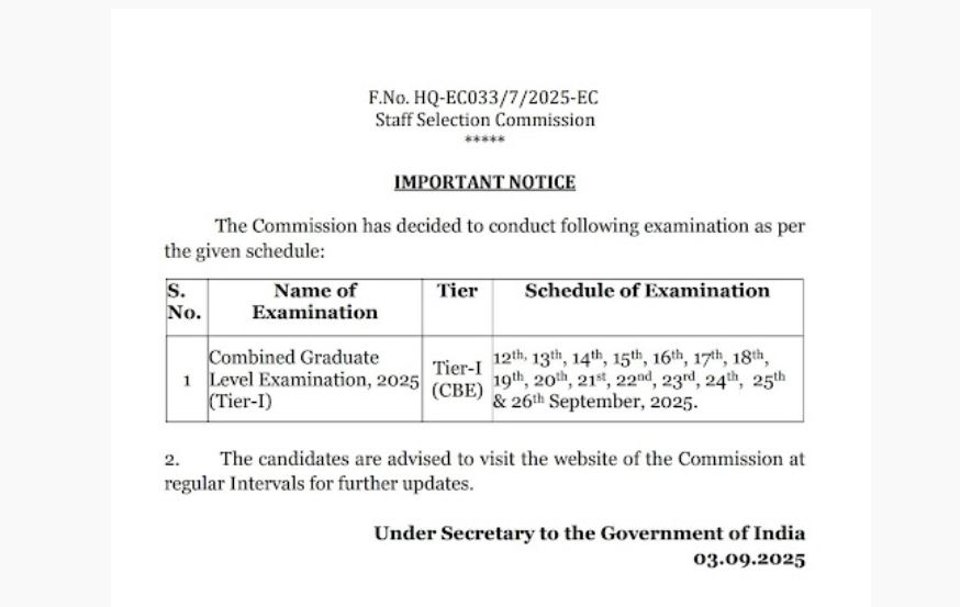 SSC CGL Exam Date 2025: Staff Selection Commission Released New Exam ...