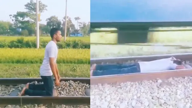Man Lies On Railway Track For Reel As Train Passes Over Him In Viral ...