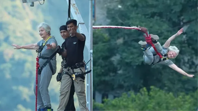83-Year-Old Woman’s Fearless Bungee Jump From India’s Highest Platform ...