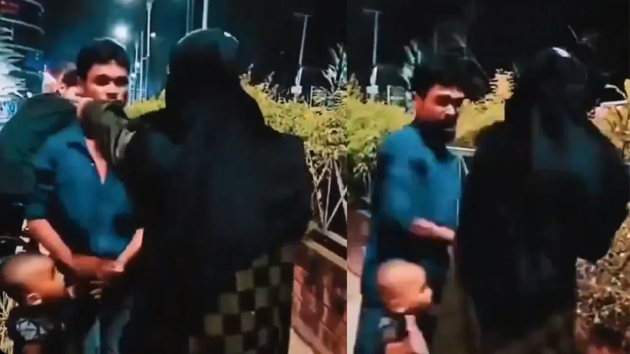 Muslim Couple Slap Each Other With Slipper On Busy Street While Baby ...