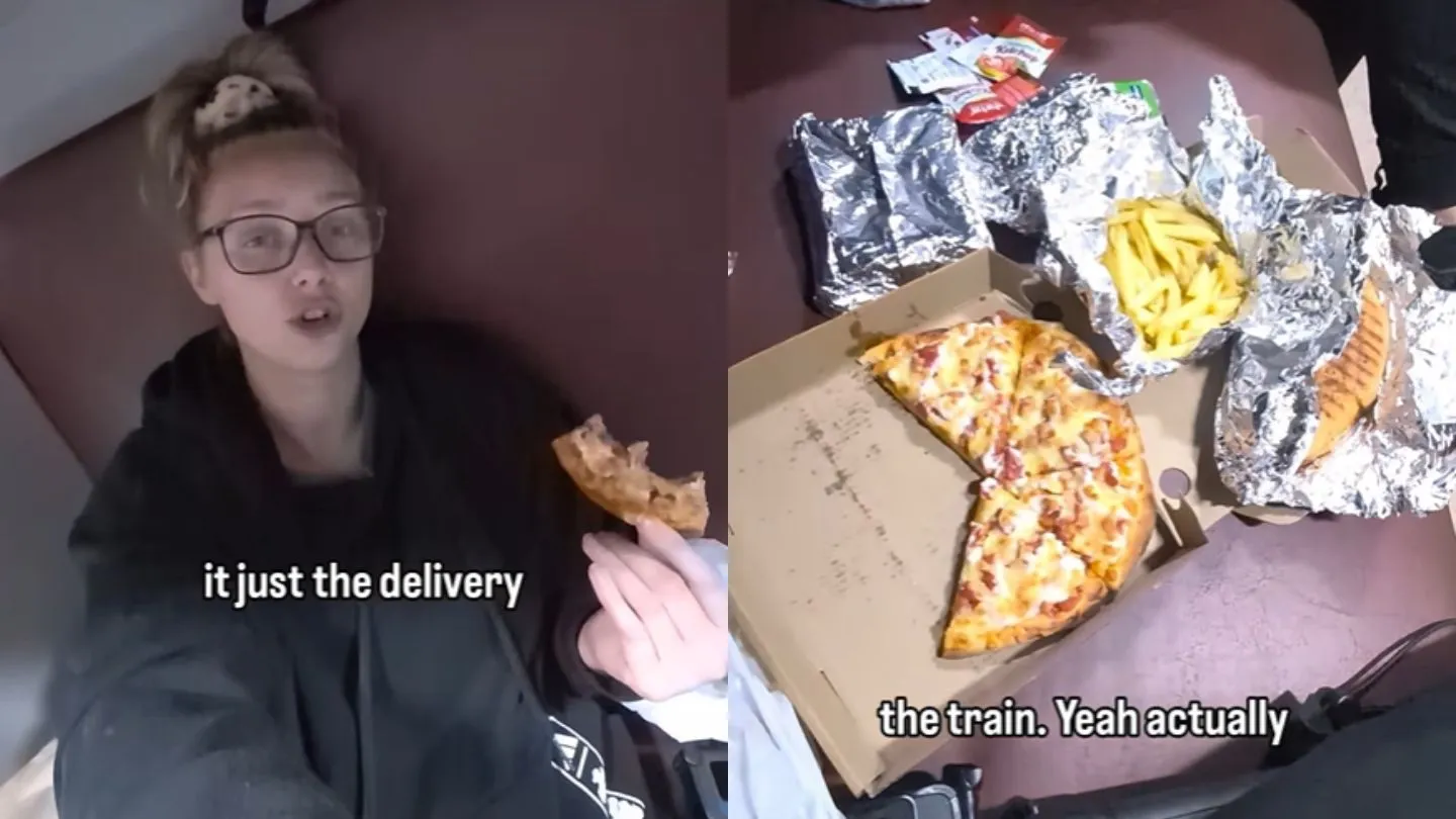 Foreign Woman Amazed After Getting Pizza And Fries Delivered On Moving ...