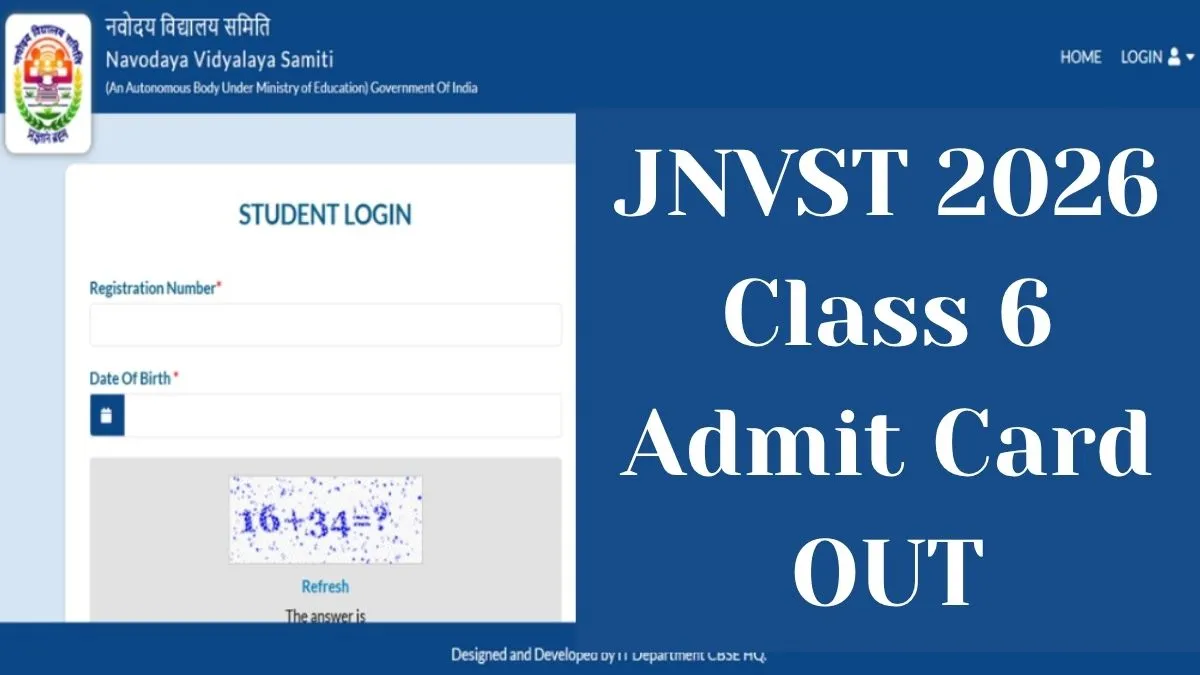 JNVST 2026 Class 6 Admit Card Released: Download Hall Ticket With ...