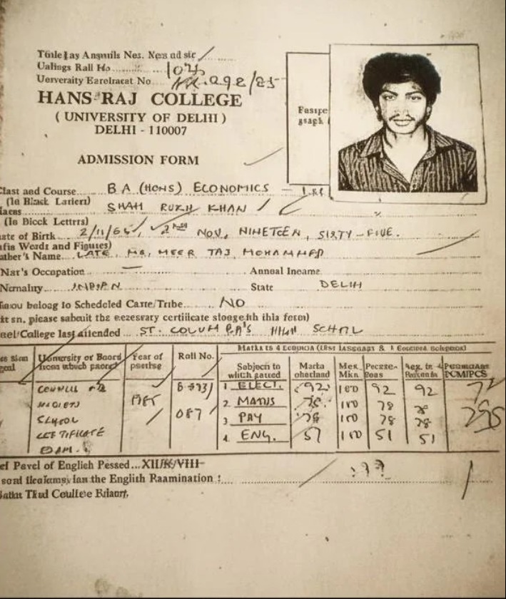 Shah Rukh Khan's College Marksheet Leaked Online, Superstar's Academic ...
