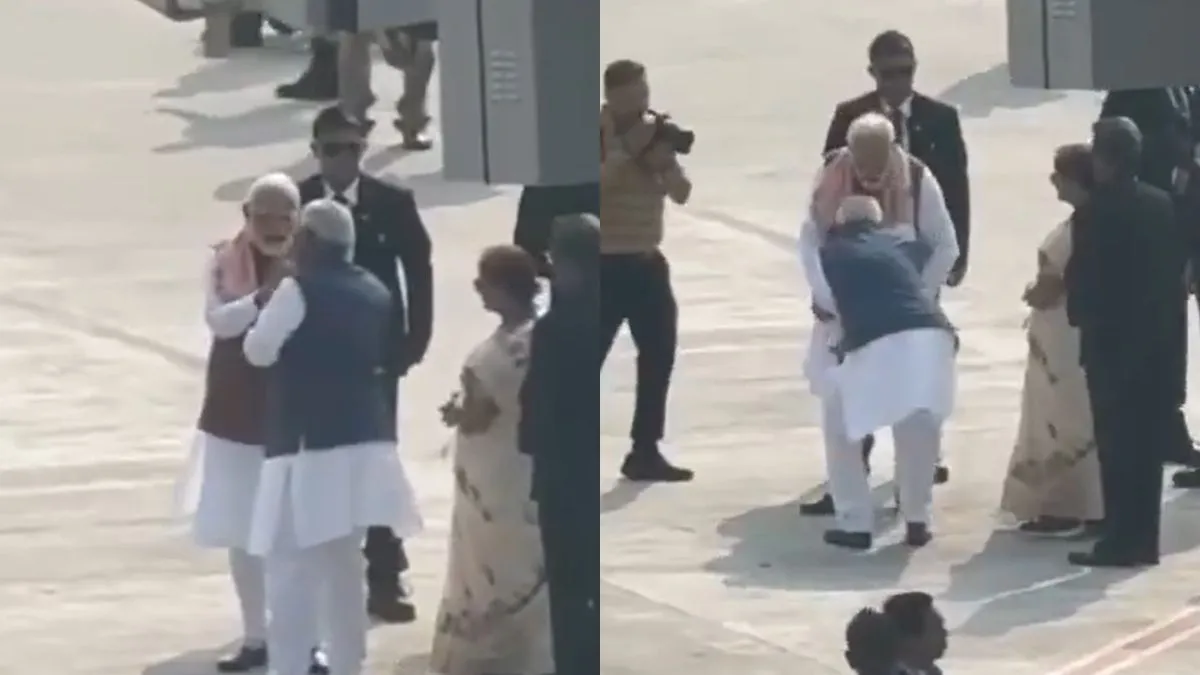 Bihar CM Nitish Kumar Seen Attempting To Touch PM Modi’s Feet At Patna ...