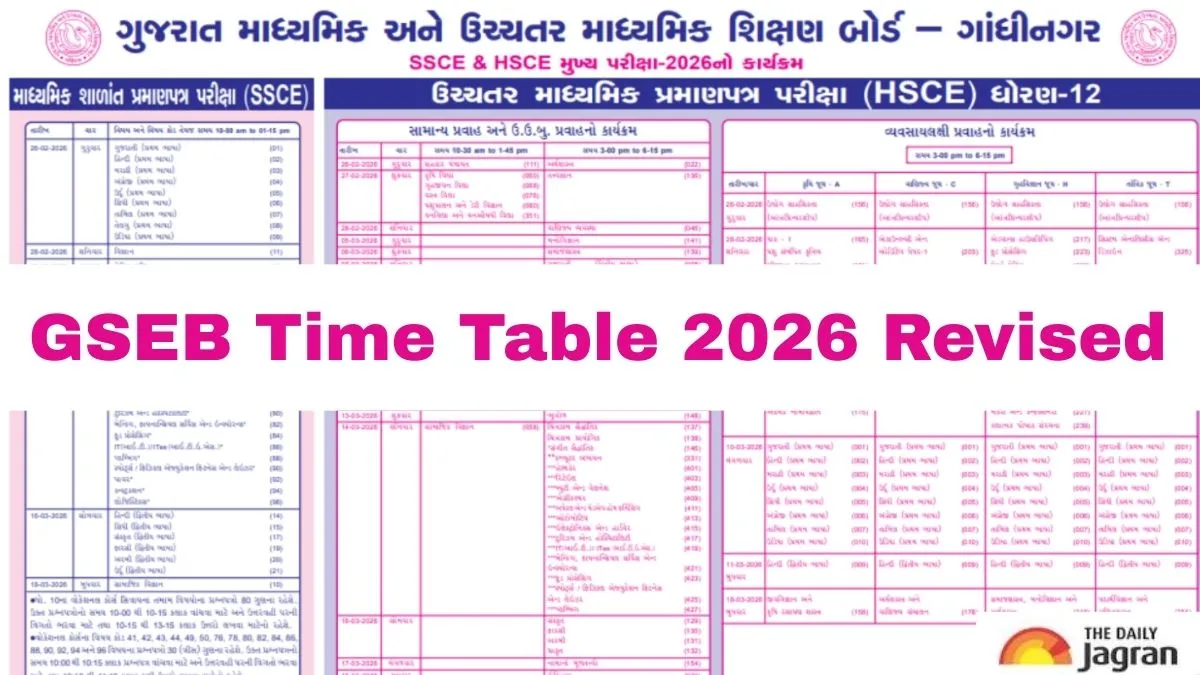 GSEB Time Table 2026 Revised: Download SSC, HSC Exam Schedule PDF At ...