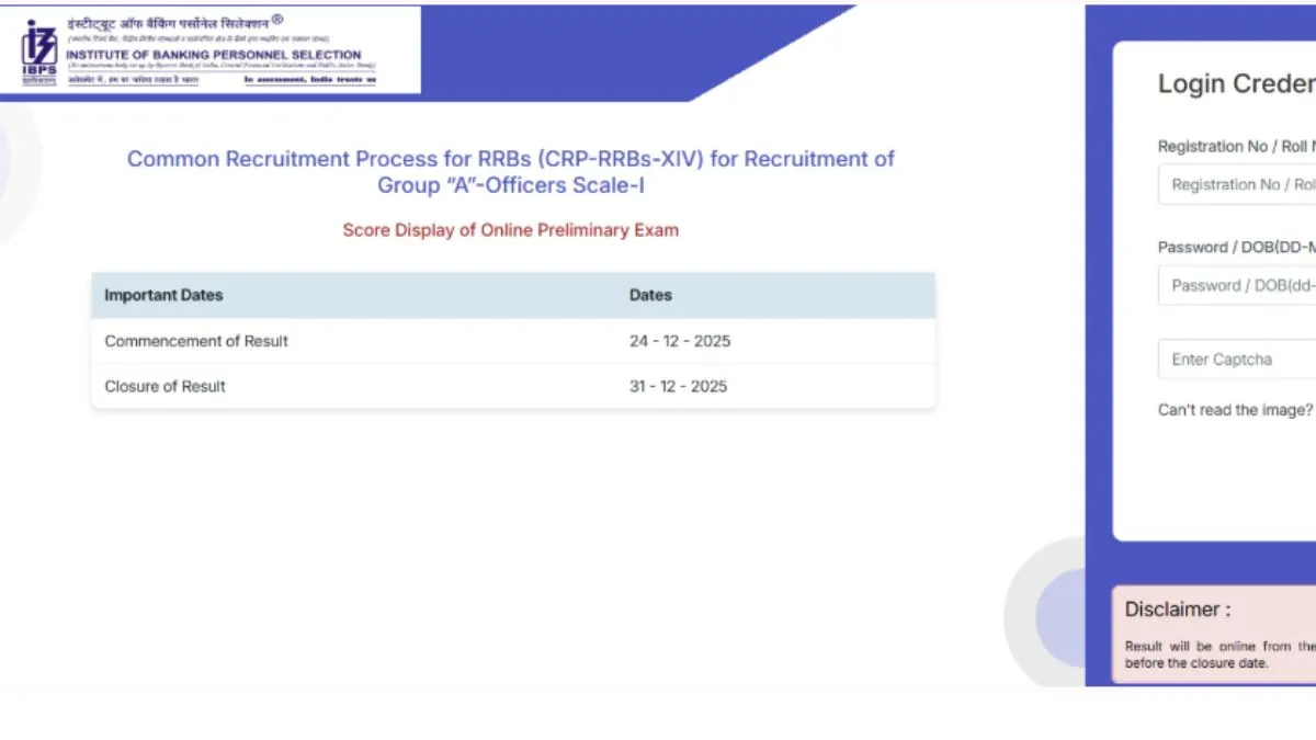 IBPS RRB PO Prelims Result OUT: Check Score Card At ibps.in, Marks And ...