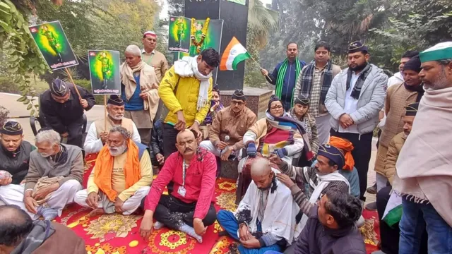 Hapur: Rashtriya Sainik Sanstha Members Shave Heads To Protest ...