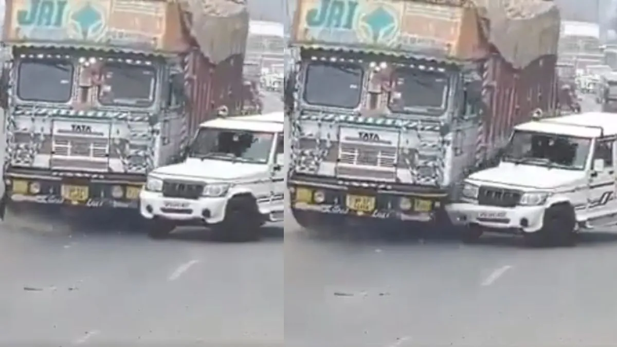 Horrific Accident Caught On CCTV: Mahindra Bolero SUV Crushed Under ...