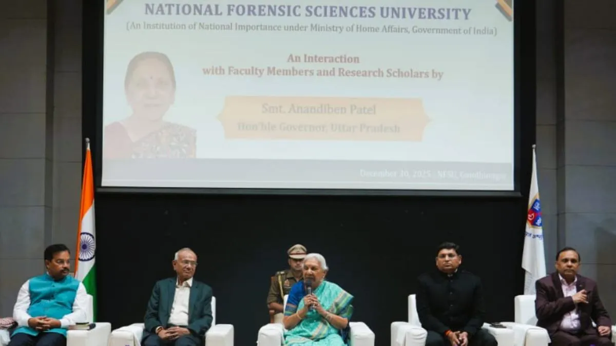 Uttar Pradesh Governor Anandiben Patel Visits NFSU Gandhinagar; MoUs ...