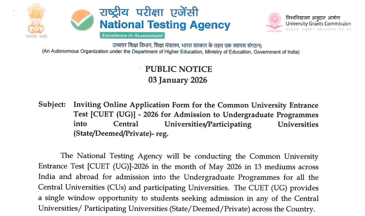 CUET UG 2026 Registration Begins At cuet.nta.nic.in, Check Exam Dates ...